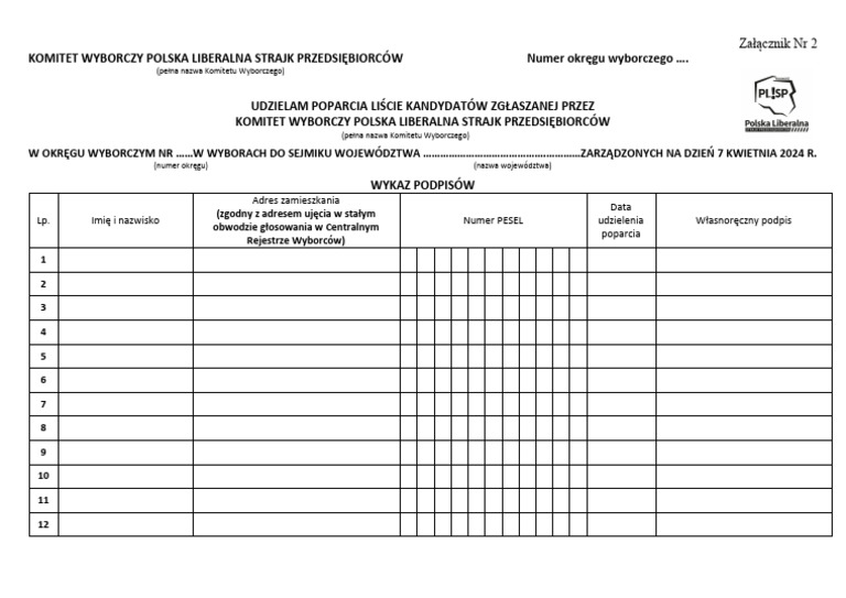 Lista Poparcia | PDF