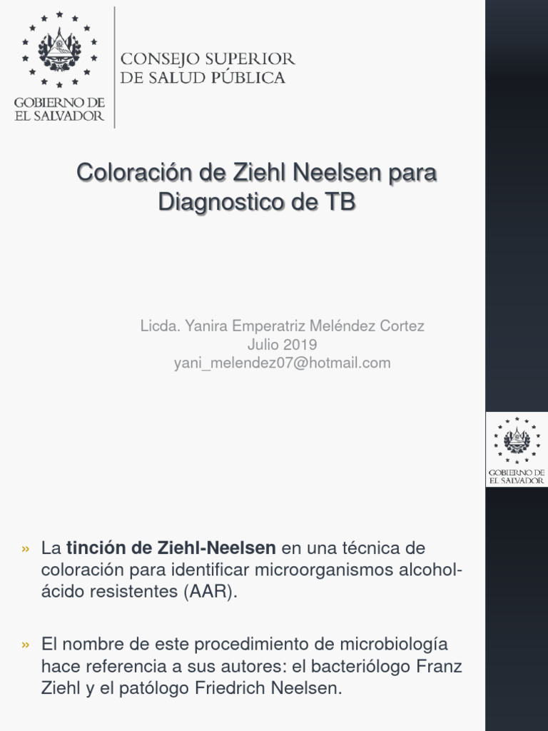 Coloracion de Ziehl Neelsen Para Diagnostico de TB Presentacion ...