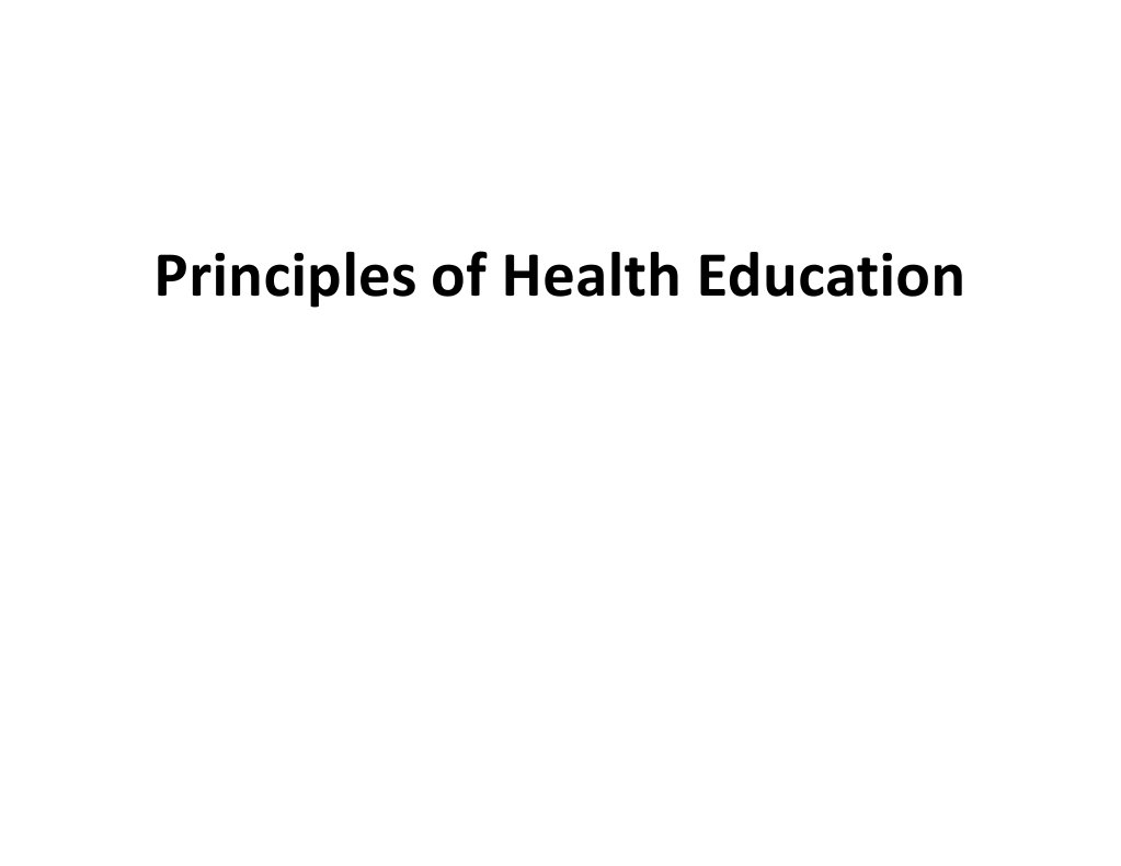 Principles of Health Education | PDF