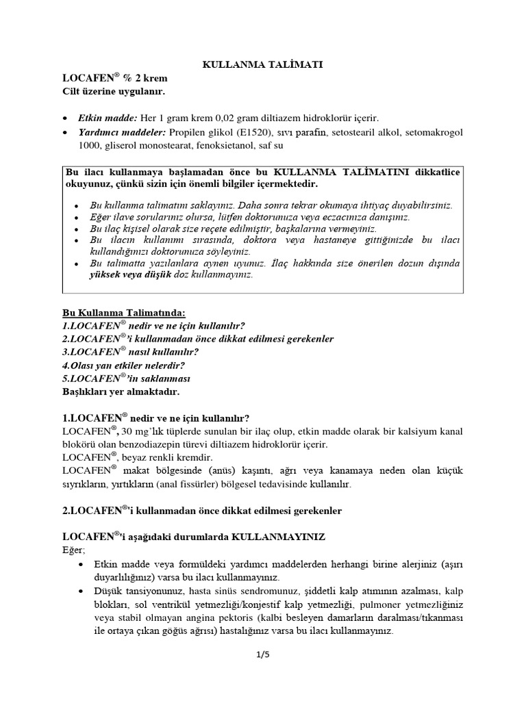 Locafen 2 Krem 30 G Kullanma Talimati | PDF