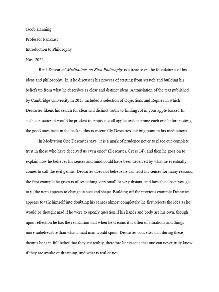 Descartes Paper | PDF | René Descartes | Epistemology