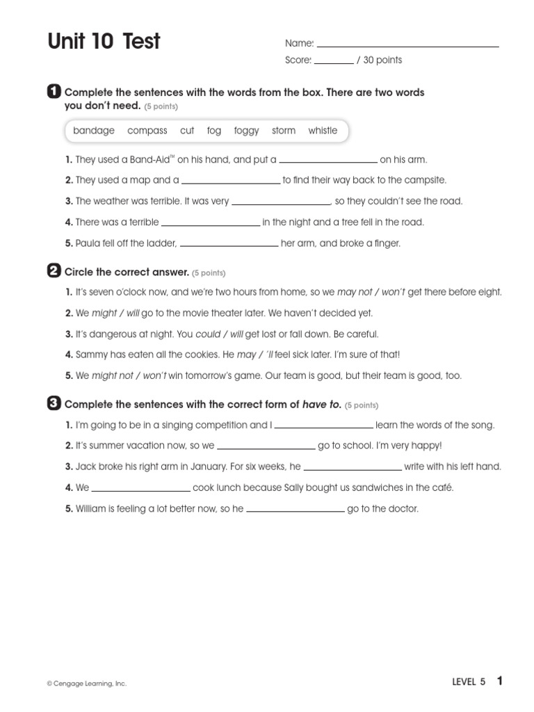 Unit 10 Test NG Level 6 | PDF