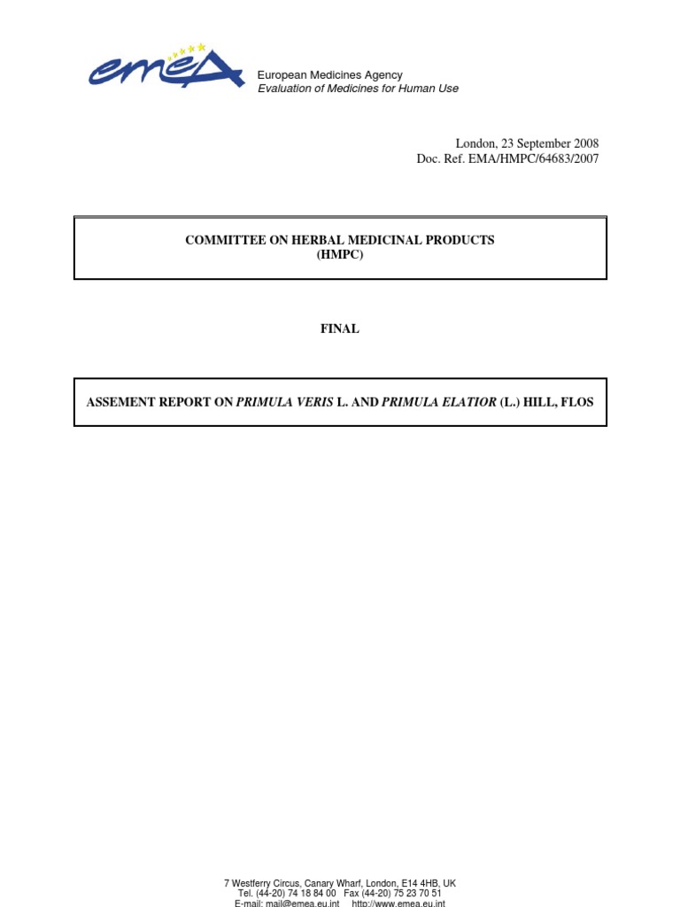 Committee On Herbal Medicinal Products (HMPC) : Evaluation of Medicines ...