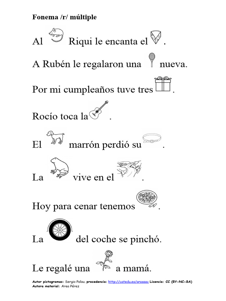 Ejercicios Fonema /r/ Múltiple | PDF