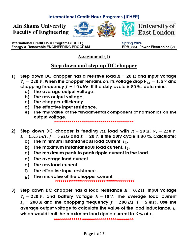 EPM - 354 - Powe Electronics (2) - UEL - Assignment | PDF | Electrical Circuits | Computer ...