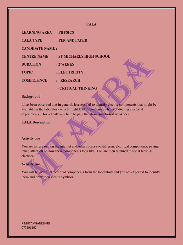 CALA Electric Components | PDF | Learning | Facilitator