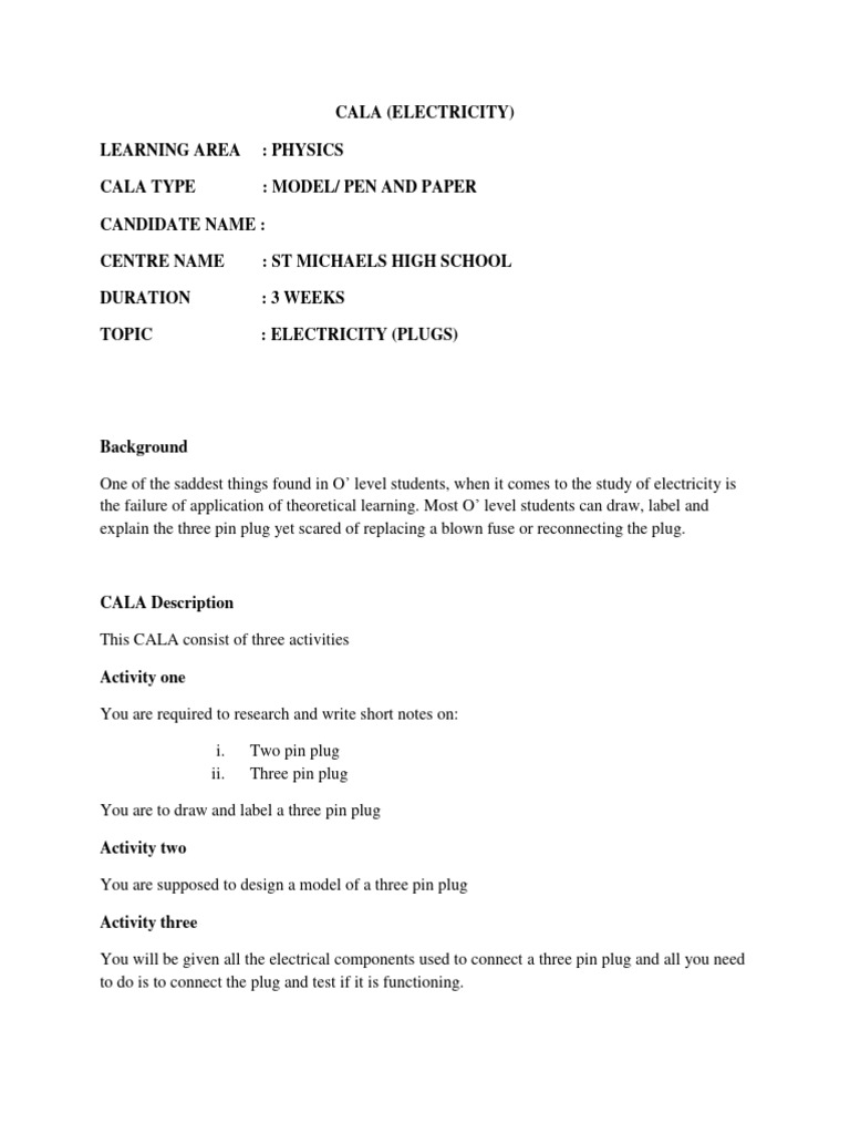 CALA o Level 3 Pin Plug | PDF | Electrical Connector | Learning