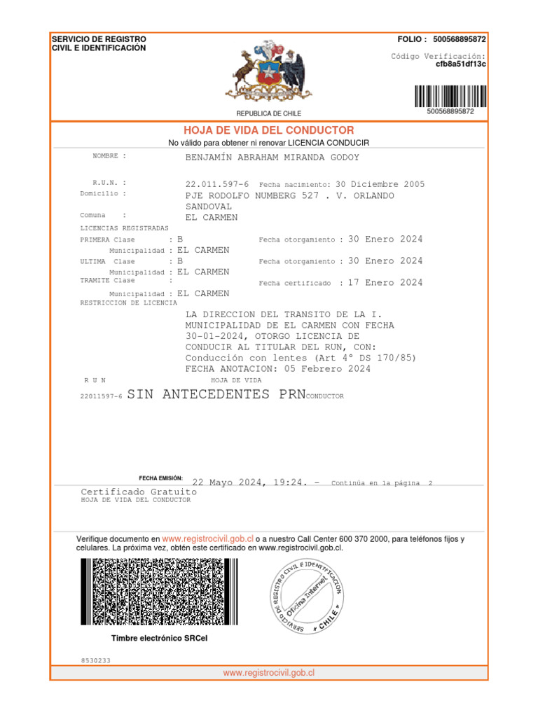 Afiliacion Certificado UNO 9843 | PDF