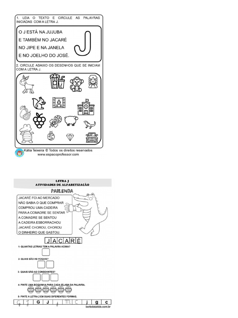 ATIVIDADES LETRA J | PDF