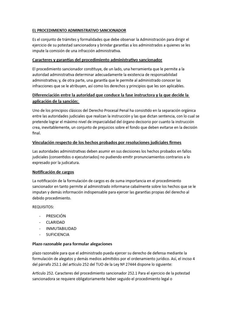 El Procedimiento Administrativo Sancionador | PDF | Ley procesal | Gobierno