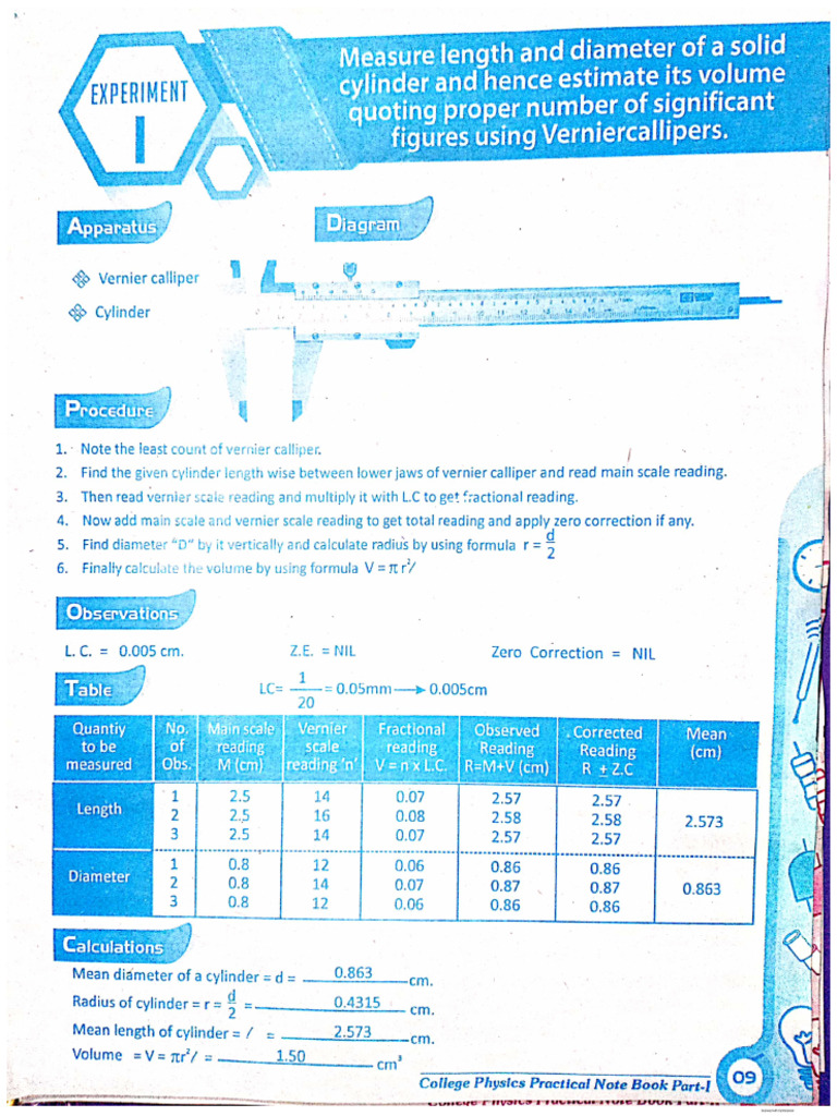Physics Practical Note-Book With Obs.& Calculation | PDF