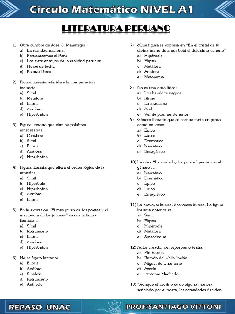 Repaso Unac #4 - Literatura | PDF | Tragedia | Don Quijote