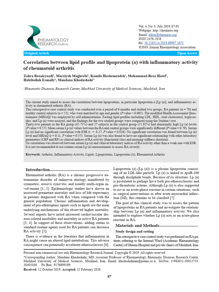 RR Volume 4 Issue 3 Pages 87-92 | PDF | C Reactive Protein | Medical Specialties