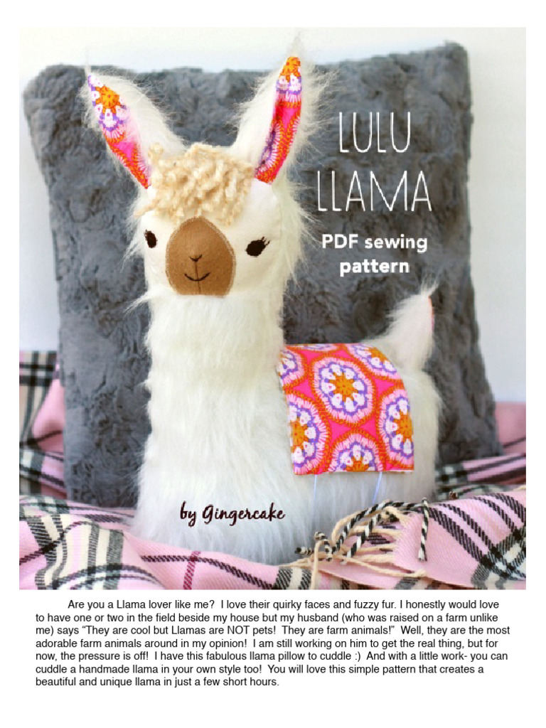 Lulu Llama Sewing Pattern | PDF | Sewing | Seam (Sewing)