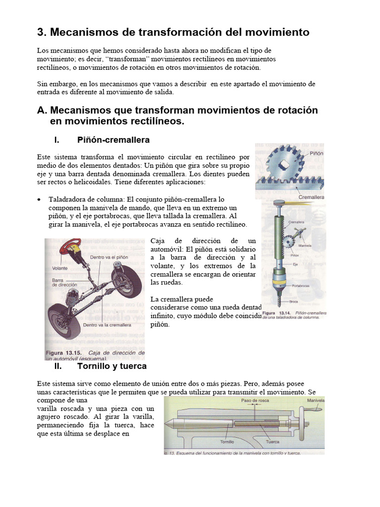 06 Mecanismos Transformacion Movimiento | PDF | Engranaje | Pistón