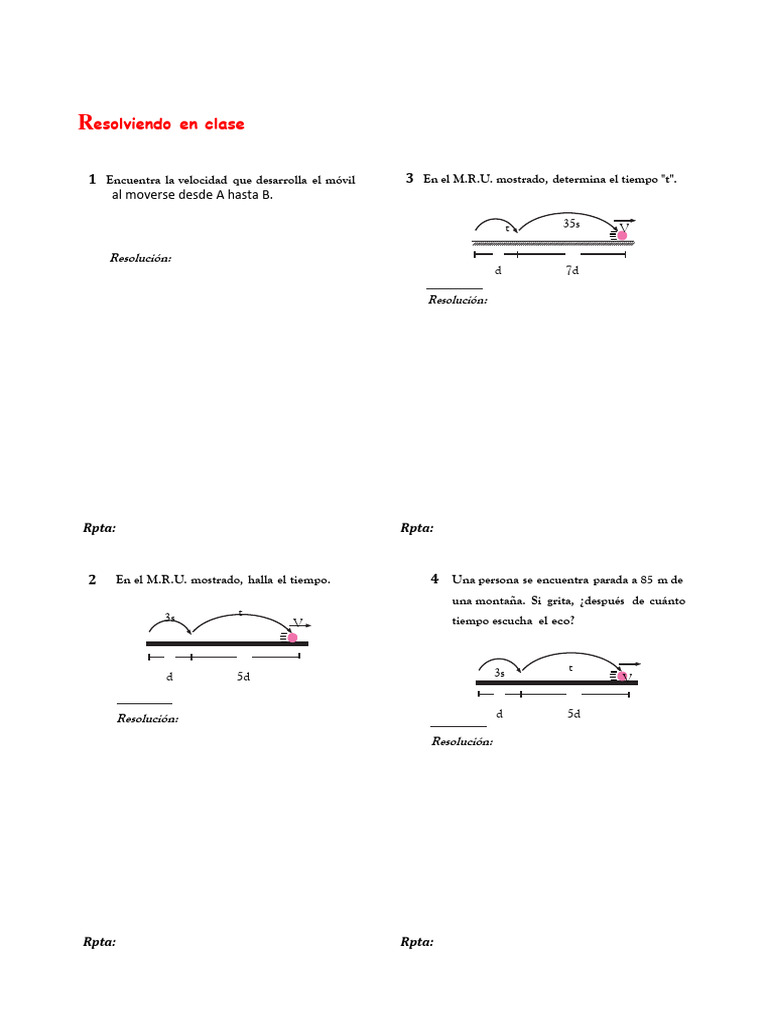 Ejercicios de Movimiento Rectilíneo Uniforme | PDF | Ciencia y matemáticas