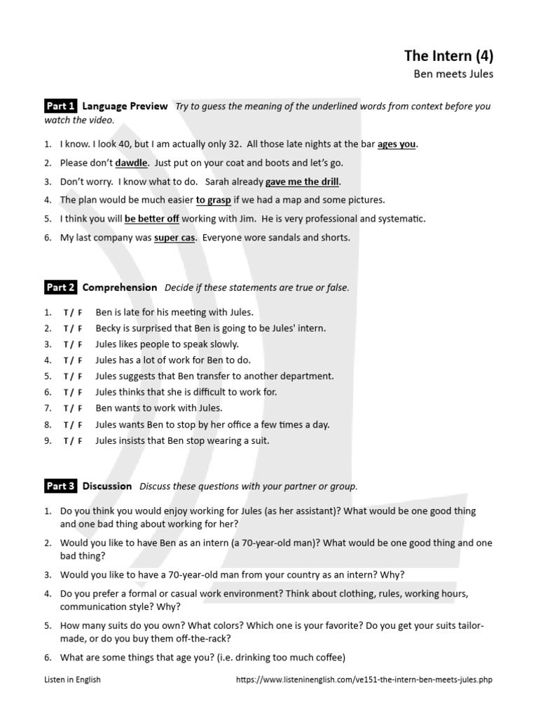 The-Intern-4 Ben Meets Jules | PDF