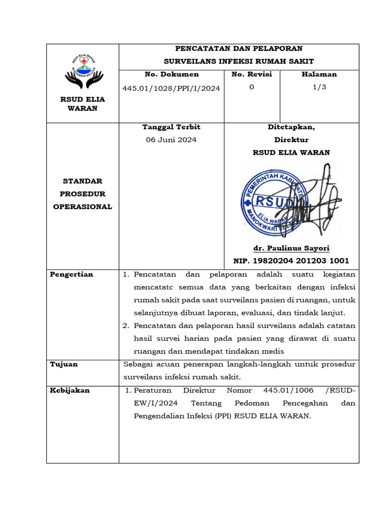 Spo 5 Pencatatan Dan Pelaporan Surveilans Infeksi Rumah Sakit | PDF