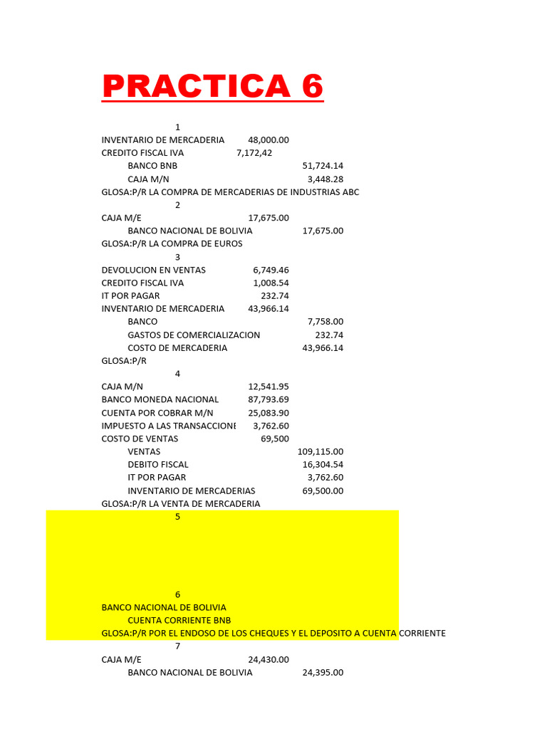 Practica 6 | PDF | Bancos | Impuesto al valor agregado