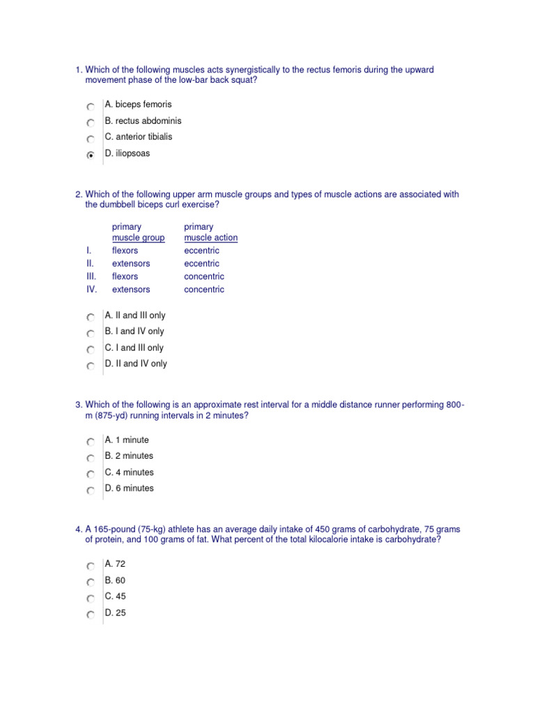 CSCS Online Practice Exam Volume 1 | PDF | Strength Training | Skeletal ...