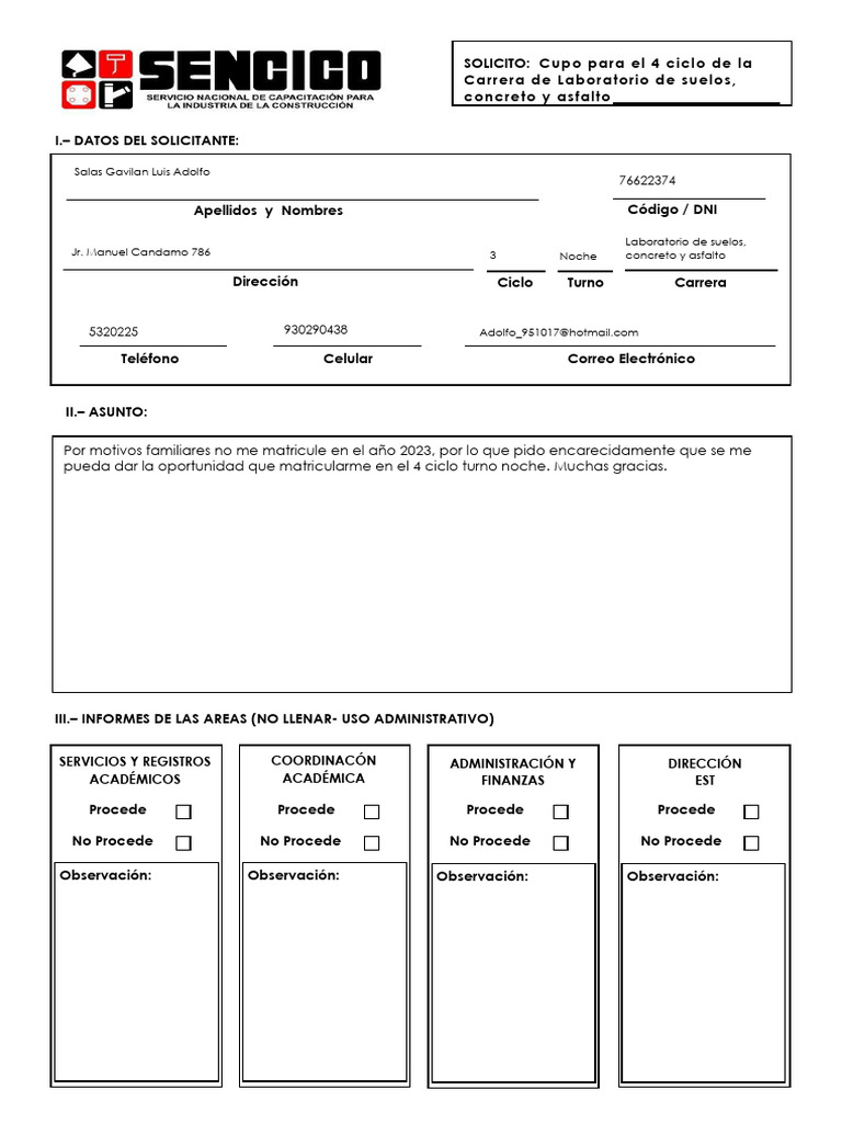 FORMATO DE SOLICITUD 2024 Enviar | PDF