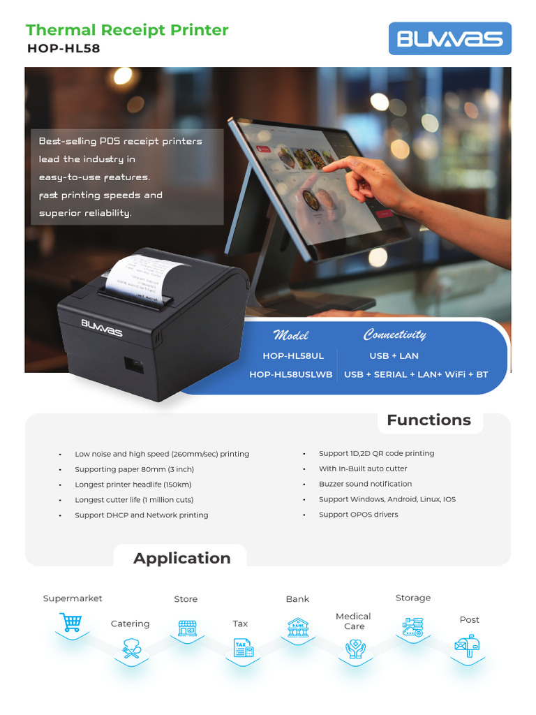buvvas-hop-hl-58uslwb-thermal-receipt-printer- | PDF | Printer (Computing) | Barcode