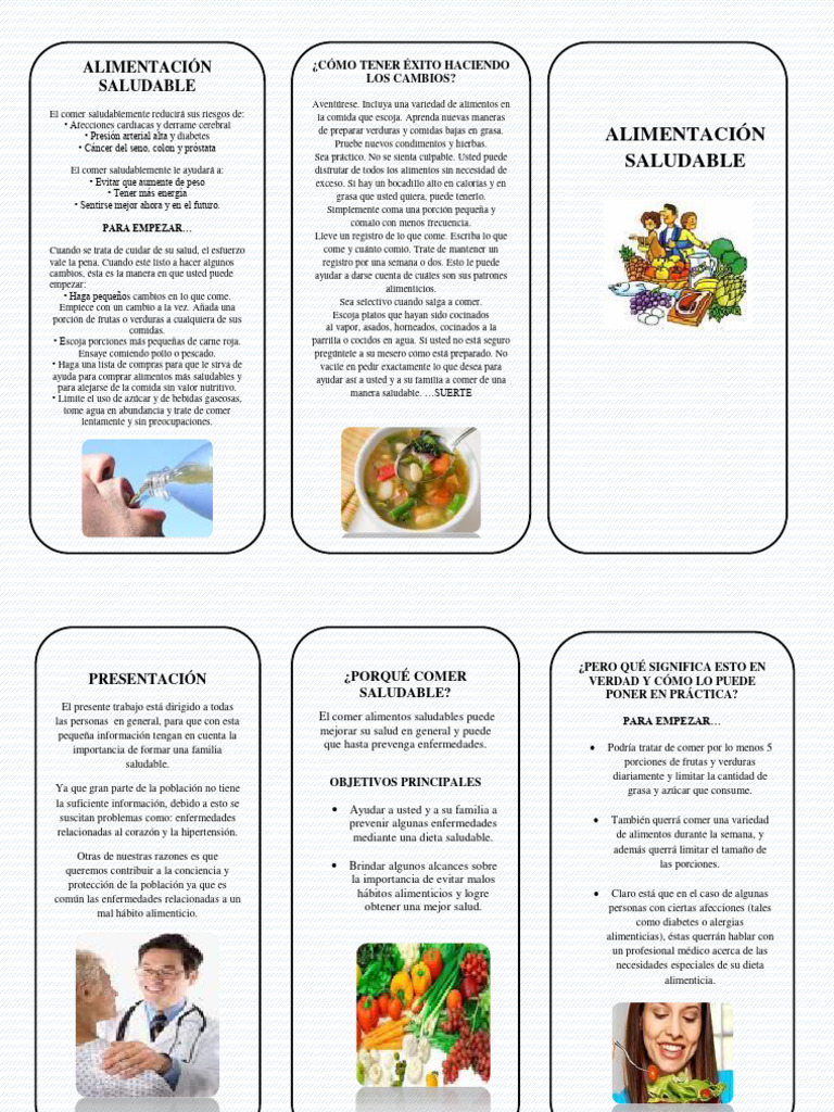 Triptico de La Alimentacion Saludable | PDF | Alimentos | Dieta saludable