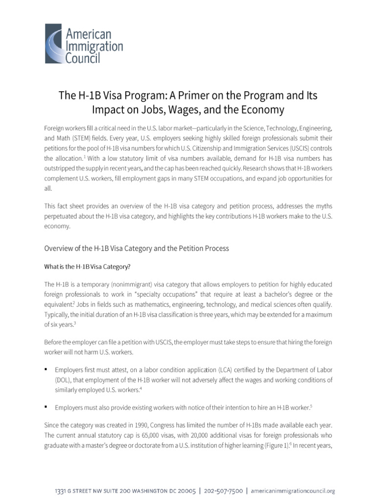 h1b - Visa - Program - A - Primer - On - The - Program - and - Its ...