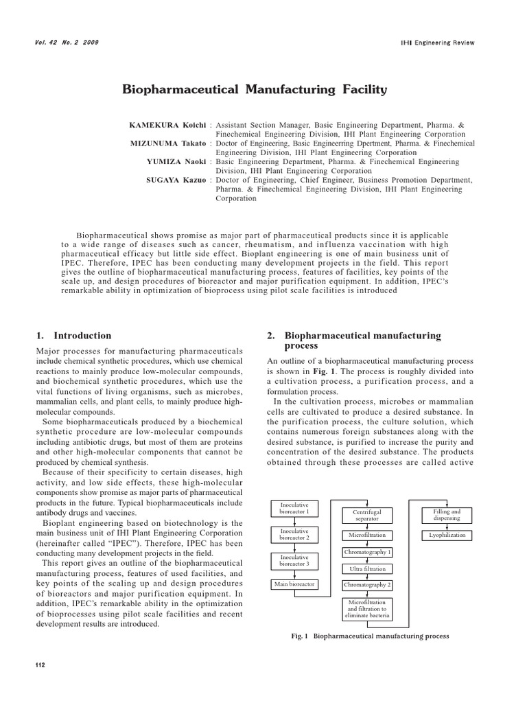 Biopharmaceutical manufacturing process | PDF | Chromatography ...