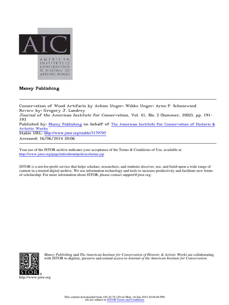 Landrey. Conservación de Artefactos de Madera. | PDF | Wood | Books