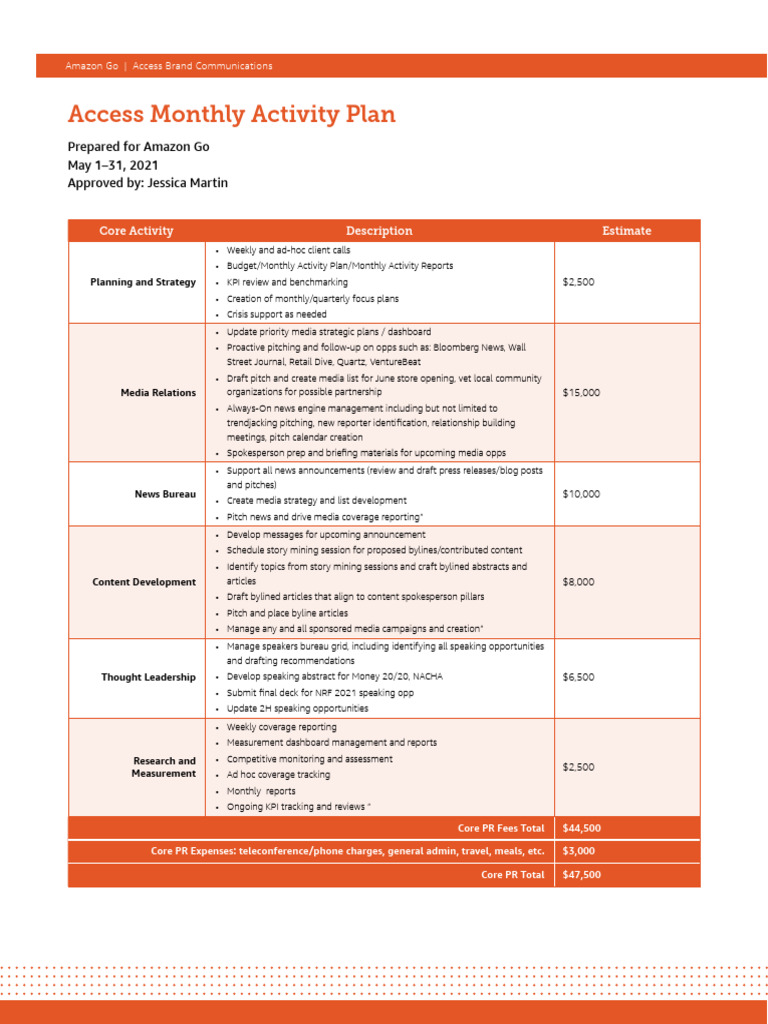 Access Monthly Activity Plan | PDF | News | Mass Media