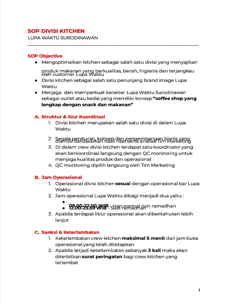 PDF Sop Kitchen - Compress | PDF