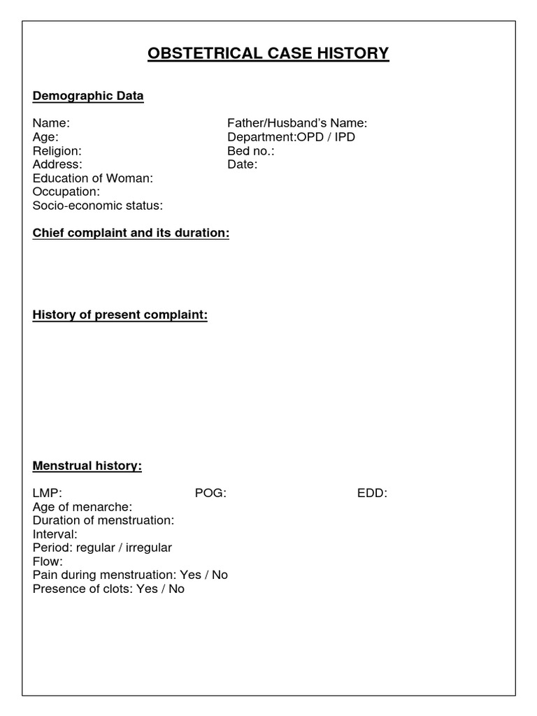 Obstetrical Case History-1 | Download Free PDF | Menstruation | Childbirth