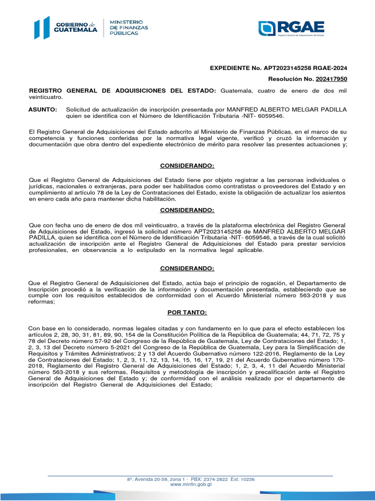 Actualización de Inscripción RGAE 2024 | PDF | Estado (política) | Justicia