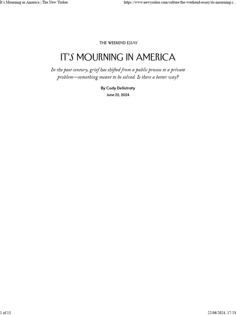 It's Mourning in America - The New Yorker | PDF | Grief