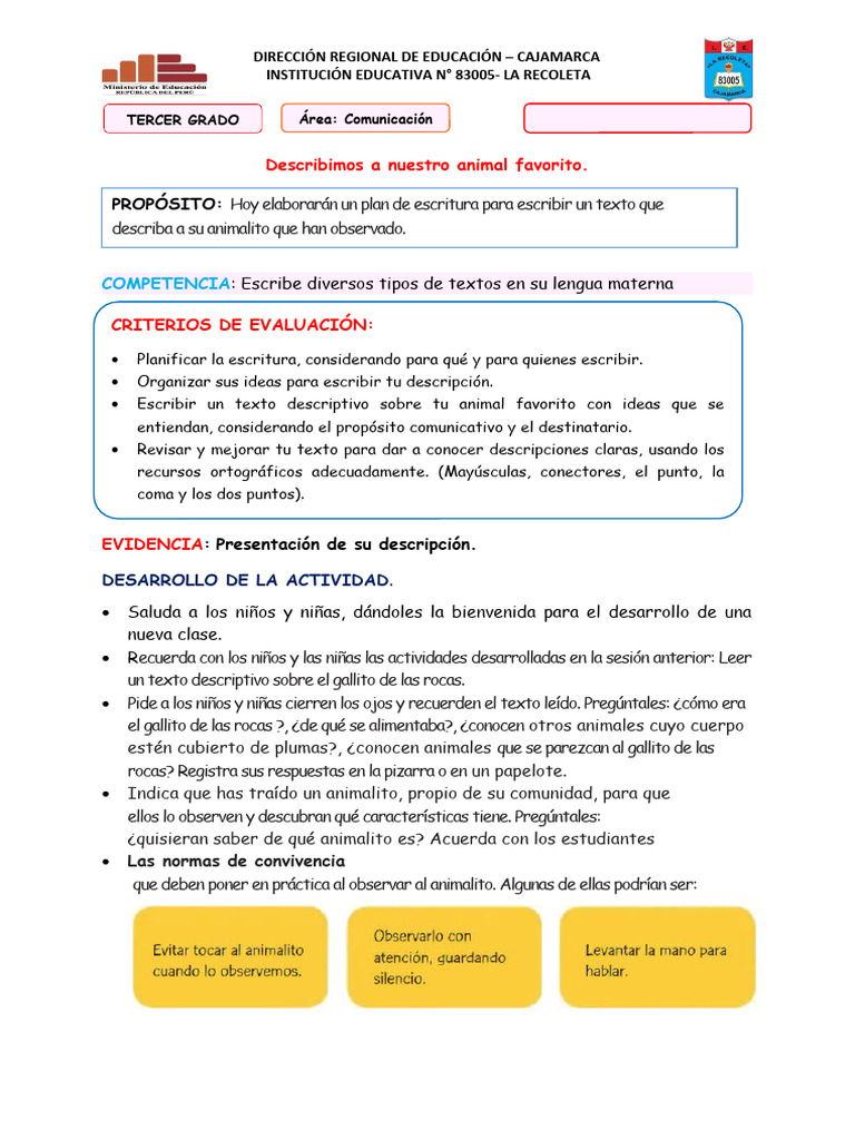 Describimos A Nuestro Animal Favorito | PDF | Estudios de idiomas ...