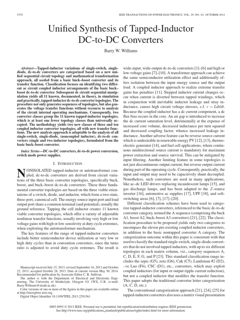 williams2014 - Unified Synthesis Tapped Inductor DC DC converters | PDF | Electrical Network ...