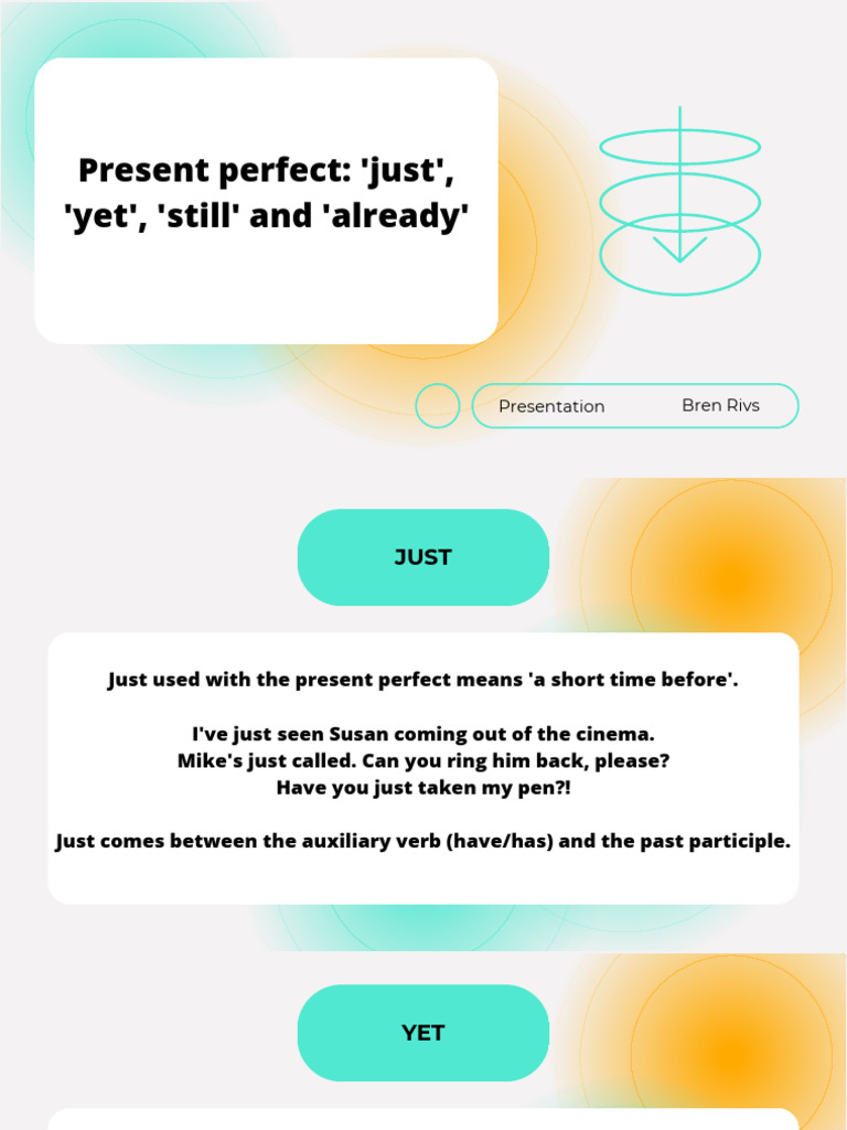 Present Perfect: Just, Yet, Still, Already | PDF