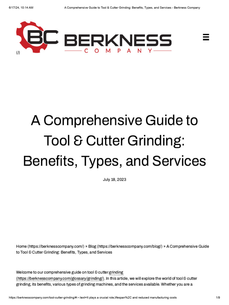 A Comprehensive Guide to Tool & Cutter Grinding_ Benefits, Types, and Services - Berkness ...