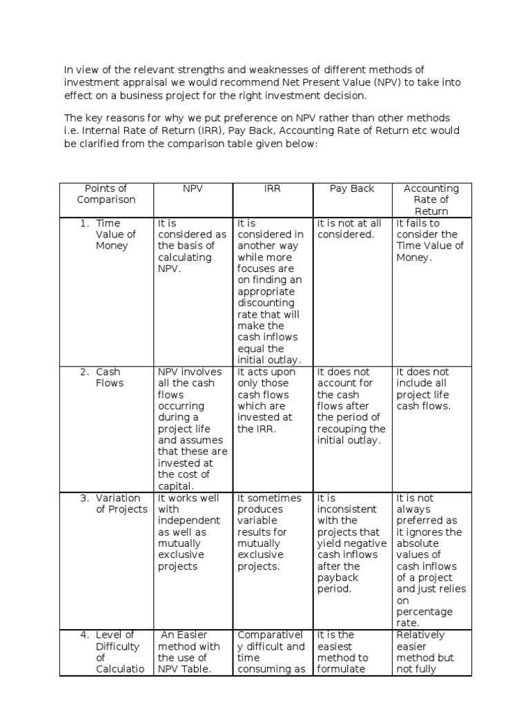 NPV Reasoning and Example | Download Free PDF | Net Present Value ...