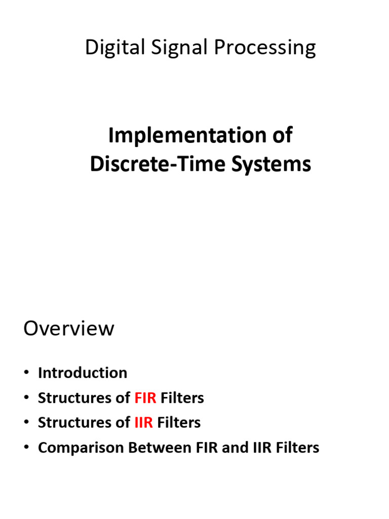 Handout 7 Implementation Of Discrete Time Systems Pdf Algorithms Control Theory