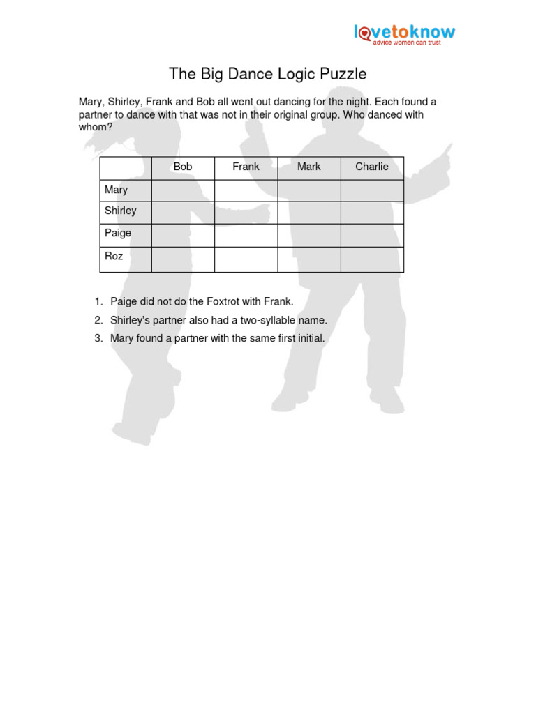 Dance Partner Logic Puzzle | PDF