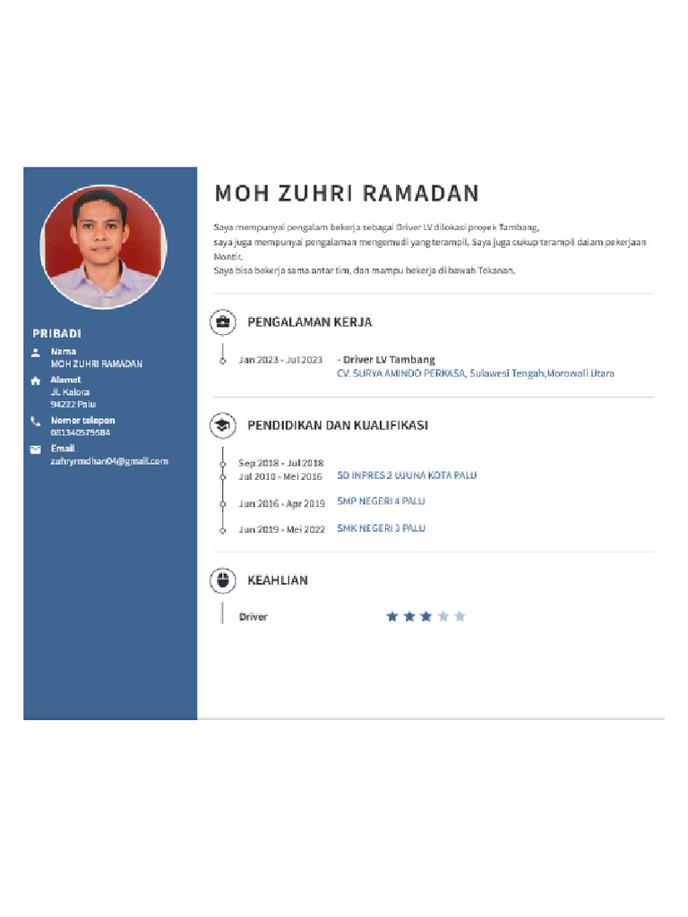 Cv. Zuhri Ramadan | PDF