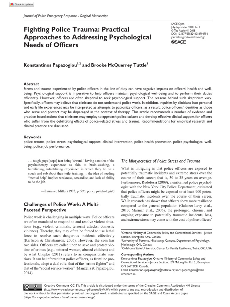 Addressing Police Trauma and Stress | PDF | Psychological Trauma ...