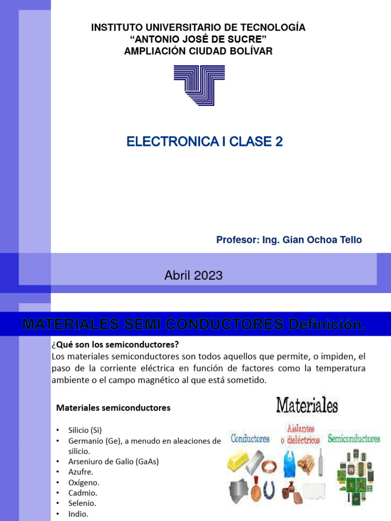 Clase 2 Electronica I | PDF | Semiconductores | Dopaje (semiconductor)