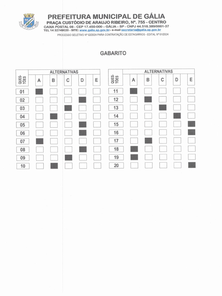 Gabarito 1163852474 | PDF