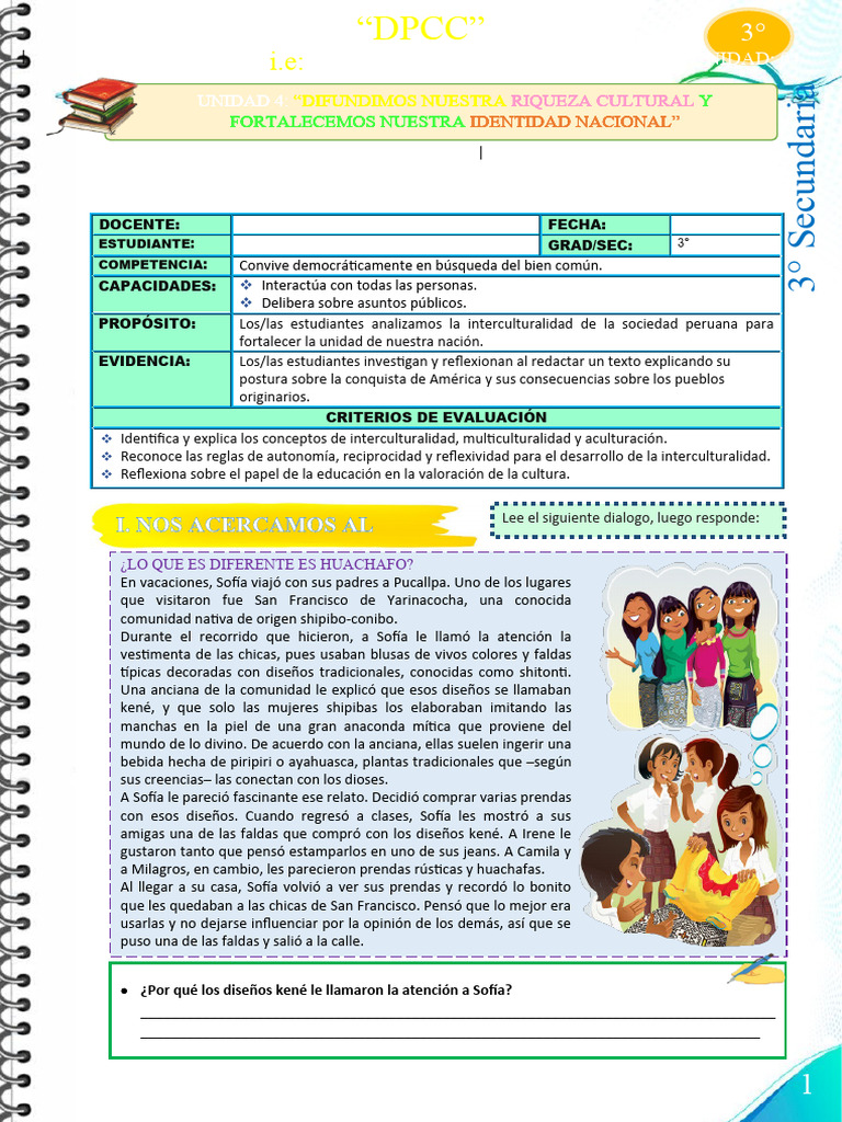 3° DPCC - Actv.02-Unid.4 2023 | PDF | Multiculturalismo | Asimilacion cultural