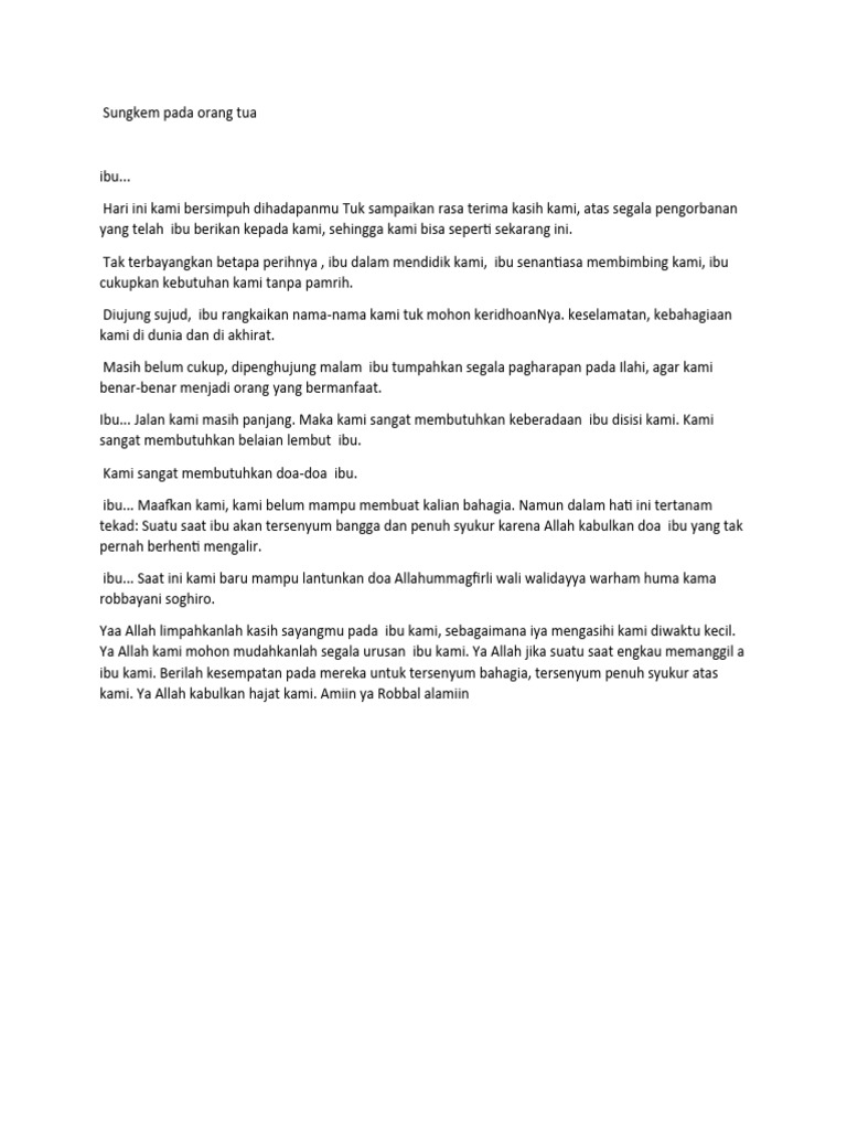 Teks Sungkem Paud | PDF