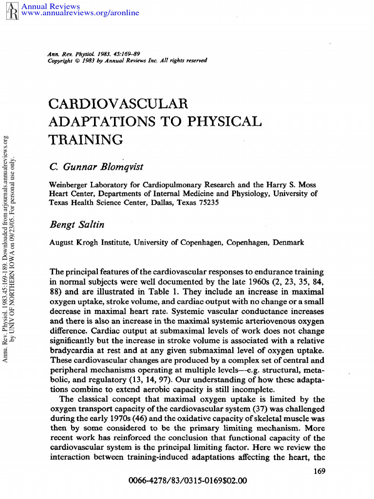 Cardiovacular Adaptations To Training | PDF | Physiology ...