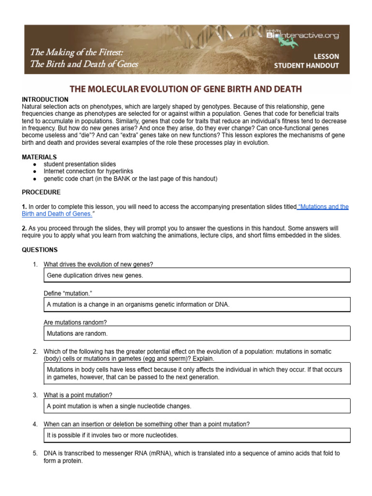The Birth and Death of Genes | PDF | Gene | Mutation